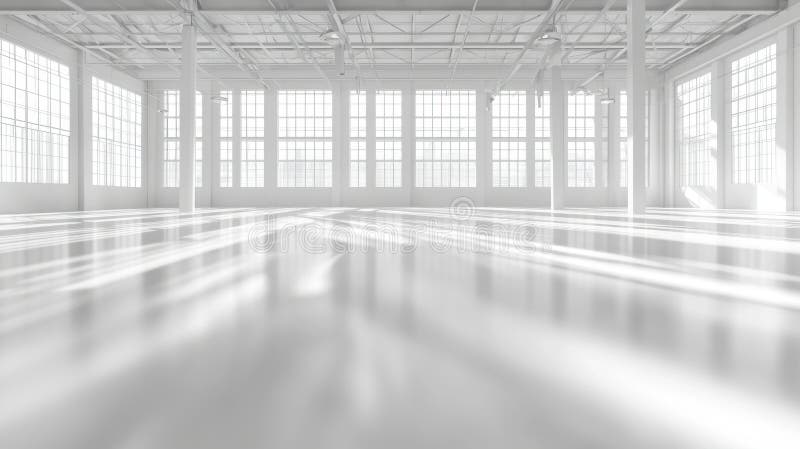 A Spacious White Warehouse with High Ceilings, Large Windows, and a ...