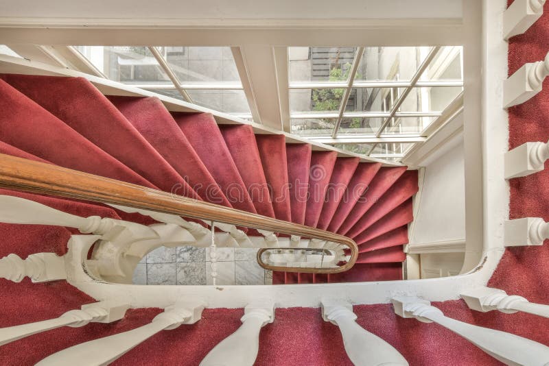 Spacious wooden stairway stock photo. Image of light - 250667748