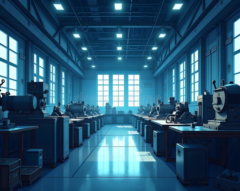 Spacious Workshop with High Ceilings, Organized Machinery, and Clean ...