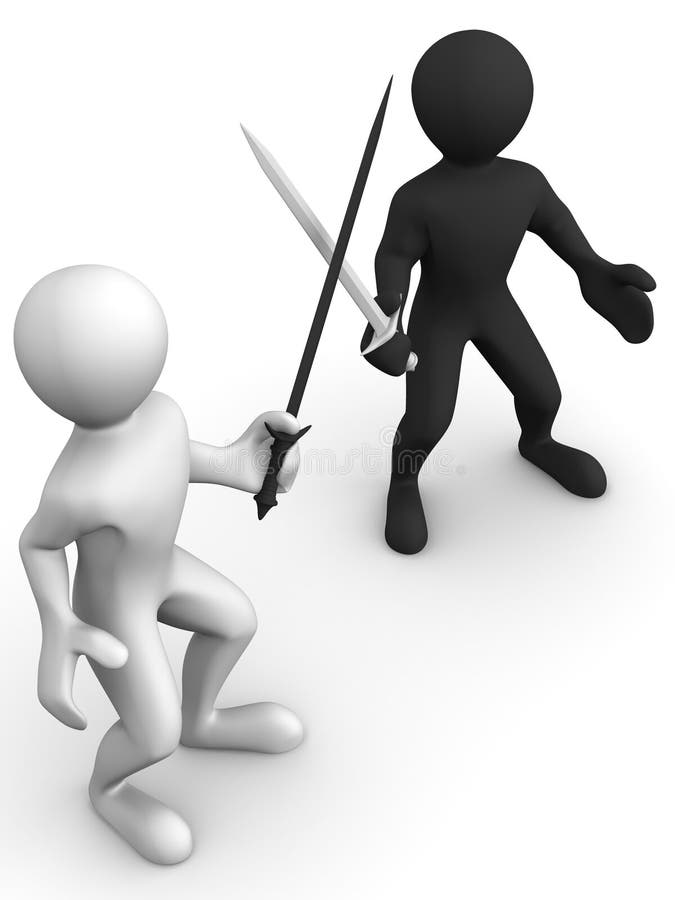 La Battaglia Delle Spade Una Siluetta Di Due Uomini Che Si Battono ...