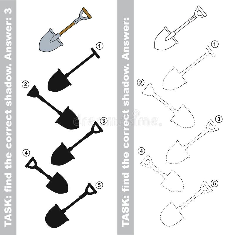 Spade. Find True Correct Shadow. Stock Vector - Illustration of learn ...