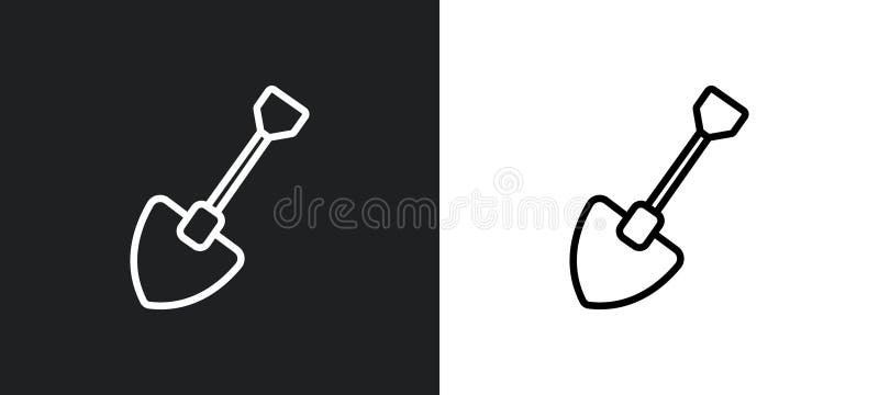 Spade Outline Icon in White and Black Colors. Spade Flat Vector Icon ...