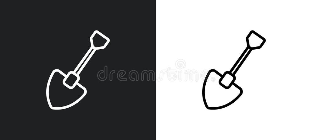 Spade Outline Icon in White and Black Colors. Spade Flat Vector Icon ...