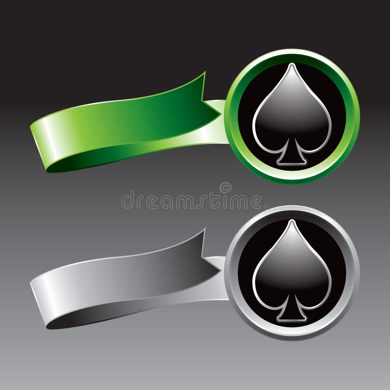 Spade Playing Card Suit on Green and Gray Ribbons Stock Vector ...