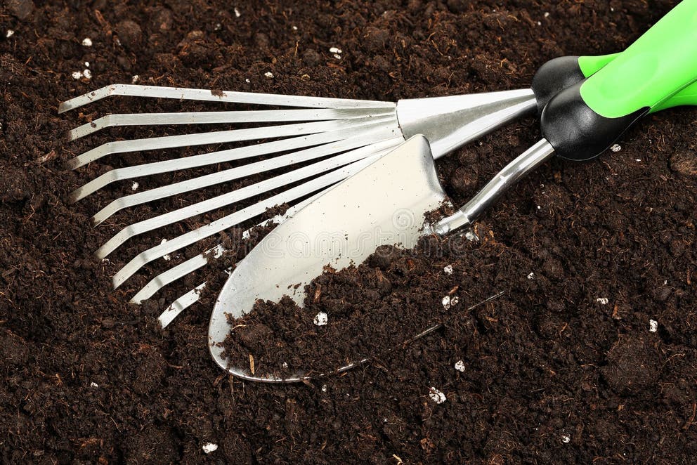 Spade and rake stock image. Image of plant, horizontal - 87802253