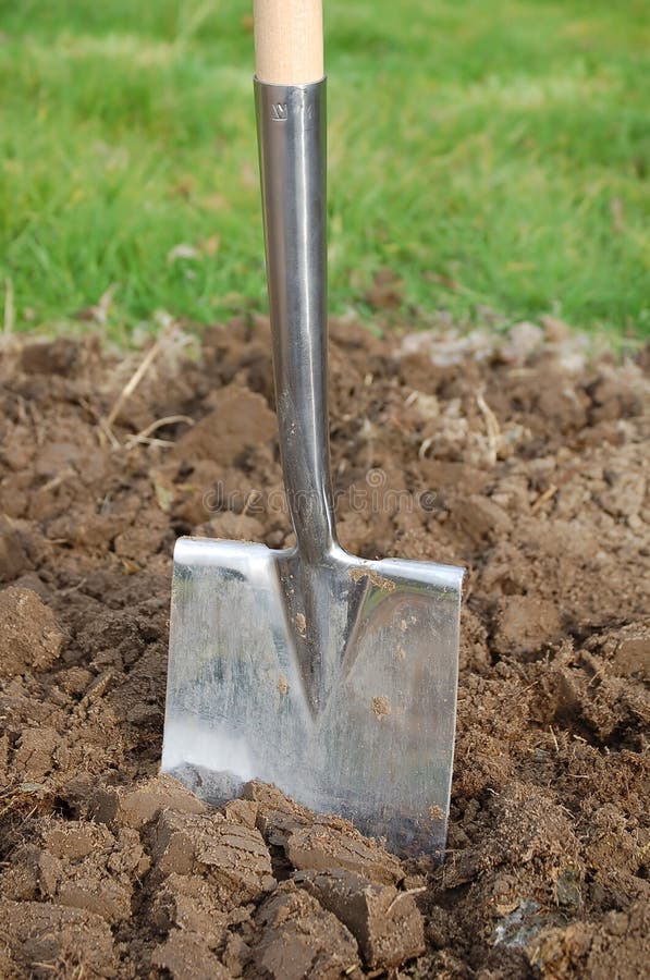 Spade in the soil stock image. Image of delve, spitter - 4878035
