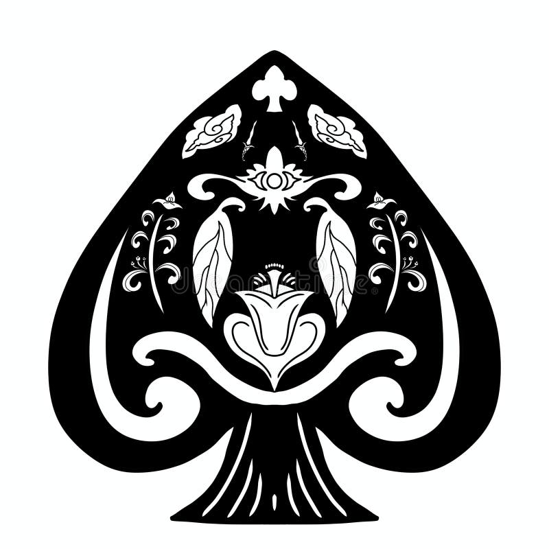 Spade Symbol Black and White Ornament Stock Illustration - Illustration ...