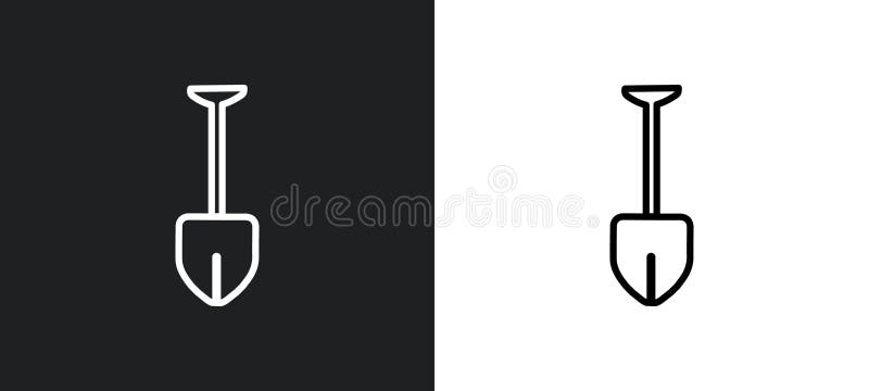 Spade Tool Outline Icon in White and Black Colors. Spade Tool Flat ...