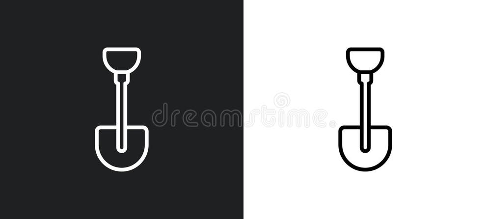 Spade Tool Outline Icon in White and Black Colors. Spade Tool Flat ...