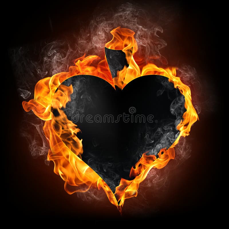 Spades Card in Fire. stock image. Image of winning, black - 21088289