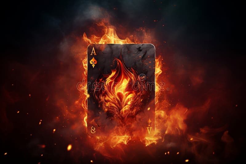 Spades Card Burning on Dark Background. AI Stock Illustration ...