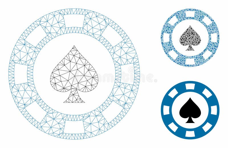 Spades Casino Chip Vector Mesh Network Model and Triangle Mosaic Icon ...