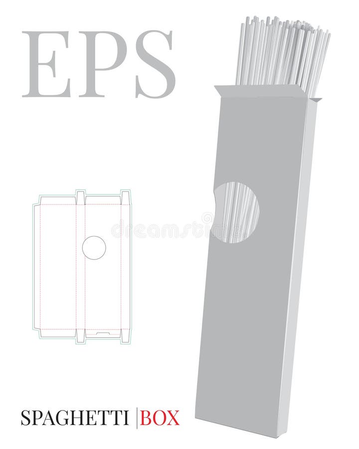 Spaghetti Box Die Cut Template, Vector Stock Vector - Illustration of ...