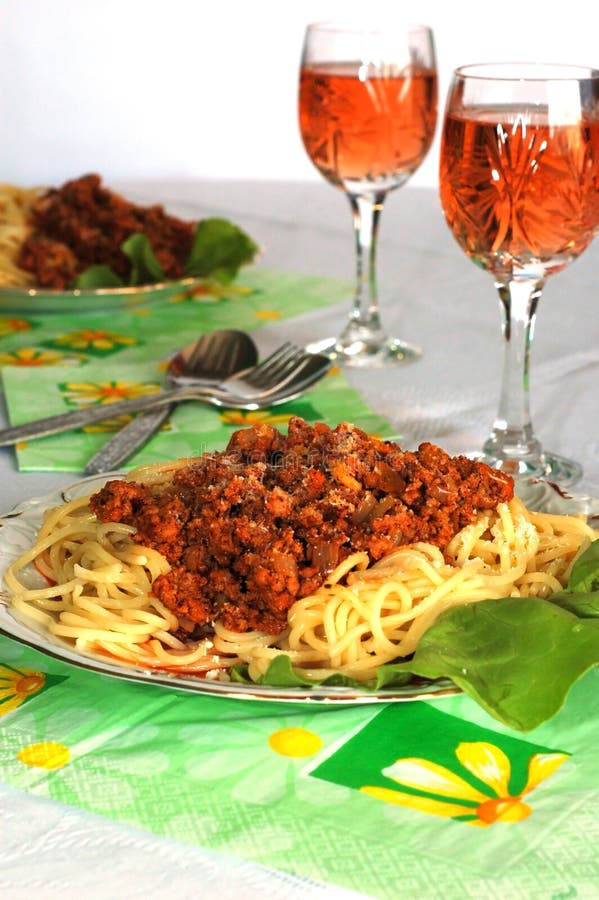 Italian Spagetti Cooked in a White Plate Stock Photo - Image of healthy ...