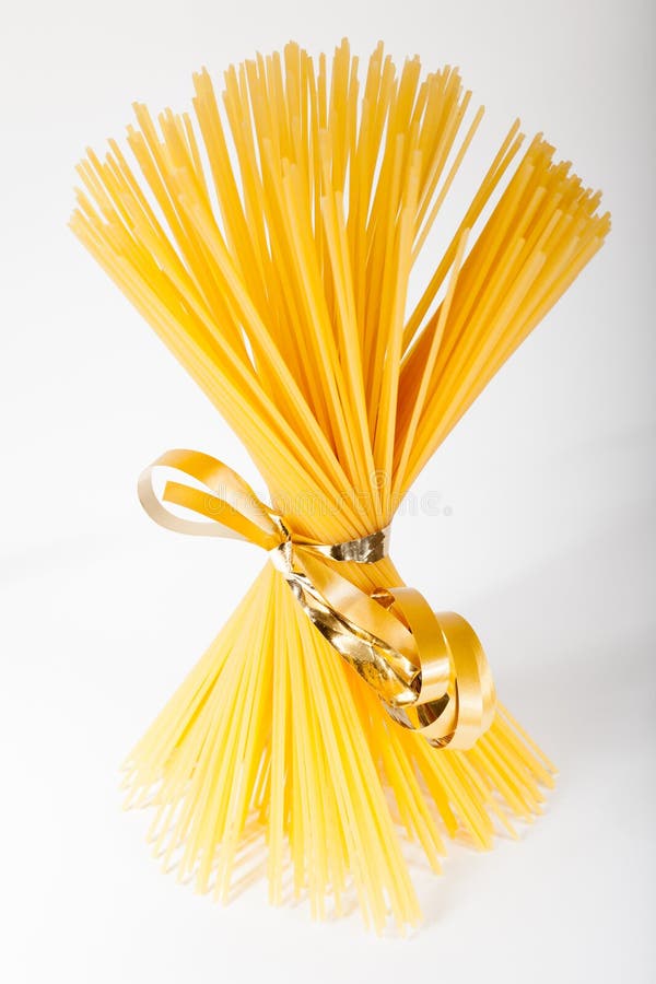 Spaghetti Pasta Tied in a Bunch with String Stock Photo - Image of ...