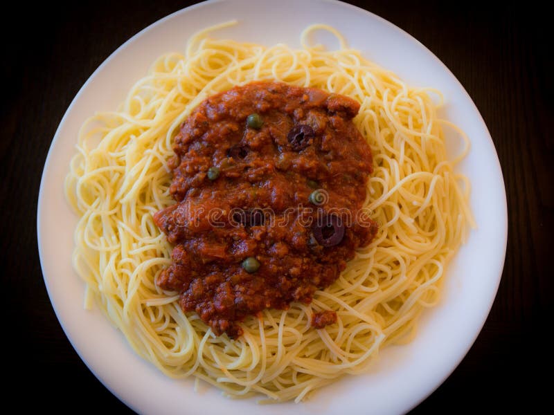 Spaghetti alla Puttanesca stock photo. Image of spaghetti - 298313804