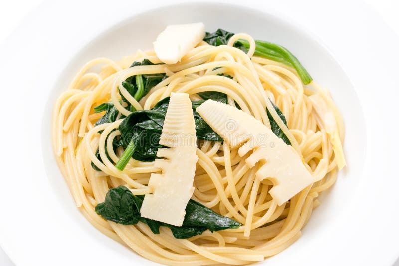 Spaghetti with Bamboo Shoot Stock Photo - Image of bamboo, spring ...