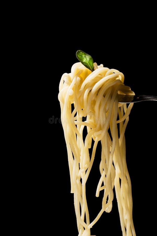 Spaghetti on Black Background. Stock Image - Image of diet, dinner ...