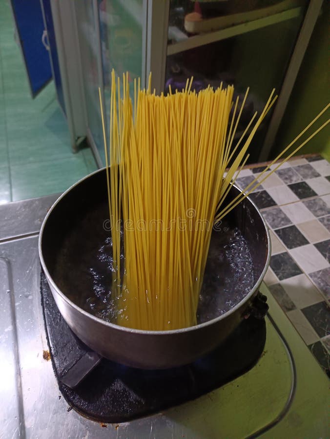 Spaghetti Boiled in Kitchen Stock Image - Image of cooking, kitchen ...