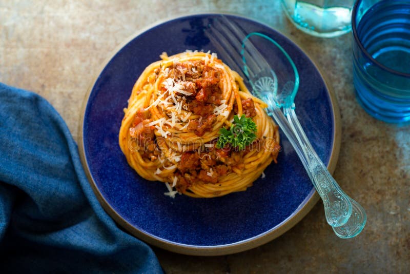 Spaghetti bolognese stock image. Image of parmesan, closeup - 88699681