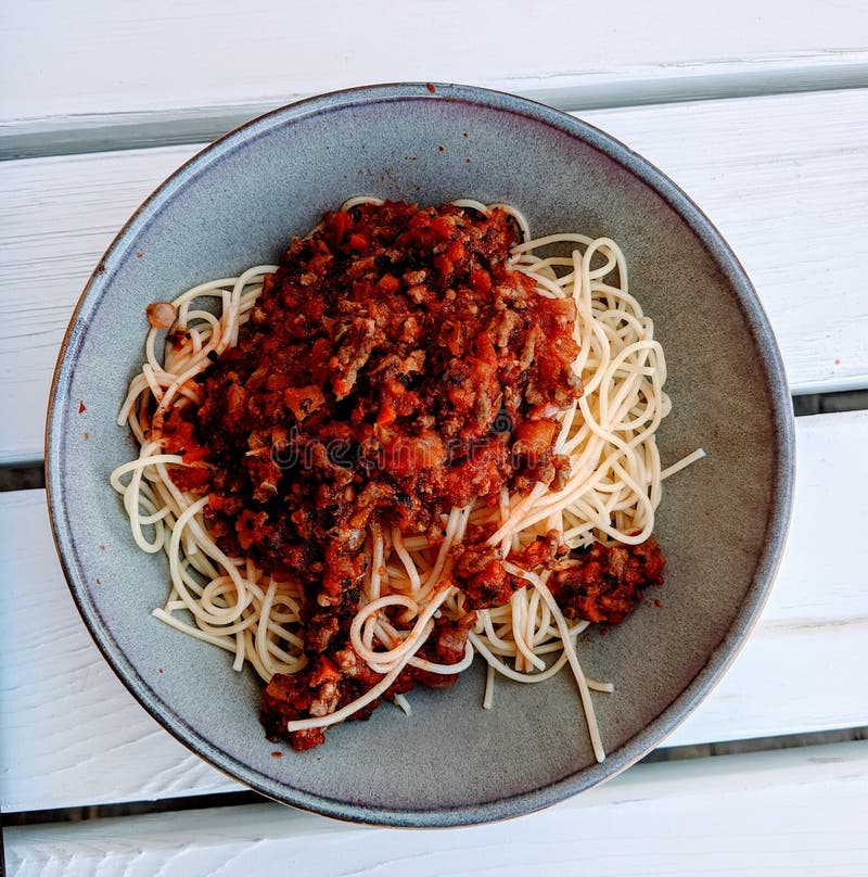 Spaghetti Bolognese without Cheese Stock Image - Image of dish, fish ...