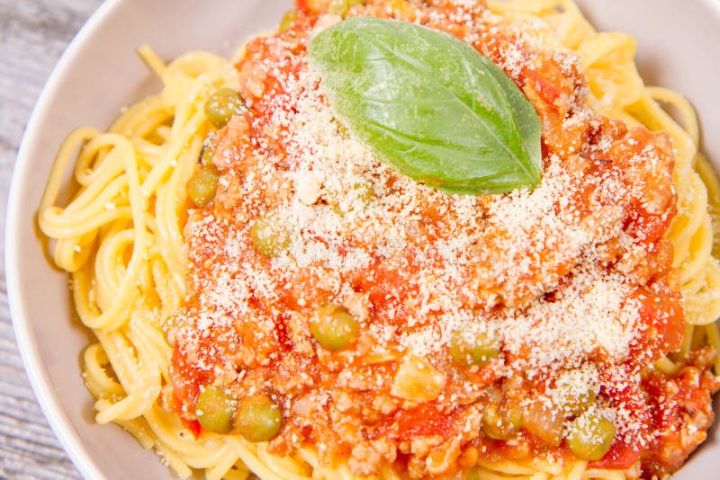 Spaghetti bolognese stock image. Image of lunch, closeup - 97192411