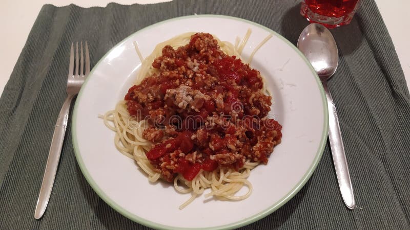 Spaghetti Bolognese in a Italian Restaurant Stock Image - Image of ...
