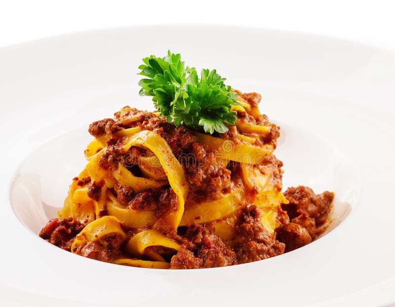 Spaghetti Bolognese with Minced Beef on Plate Stock Image - Image of ...