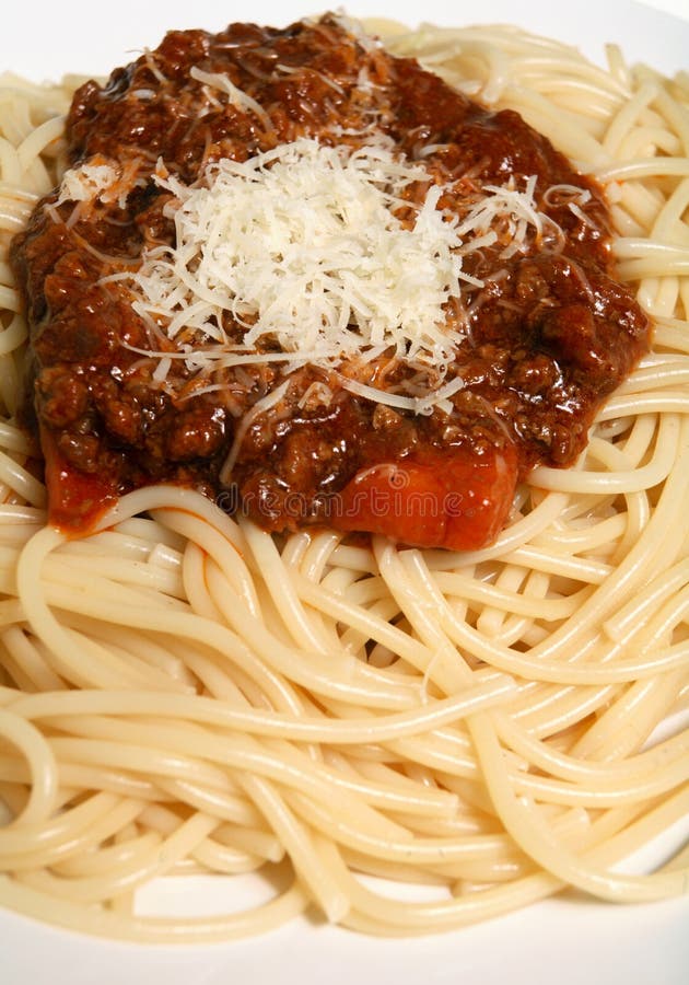Spaghetti Bolognese with Parmesan Vertical Stock Photo - Image of ...