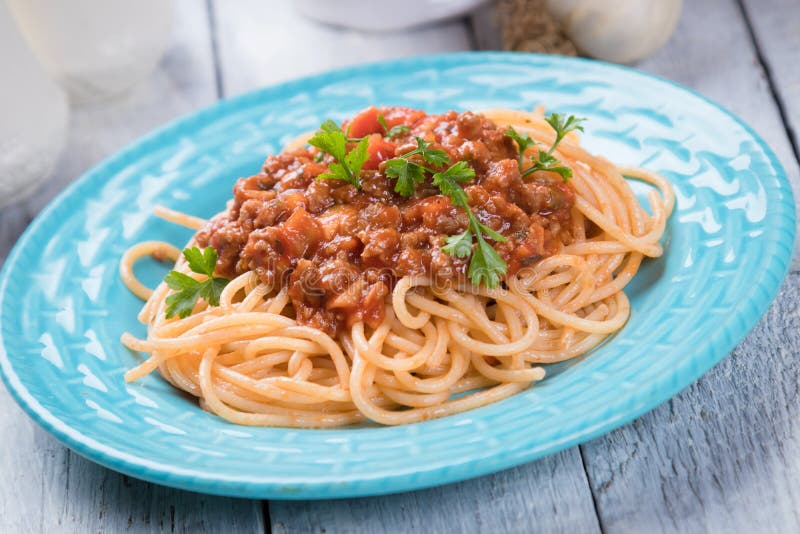 Spaghetti Bolognese Pasta with Beef Ragu Stock Photo - Image of sauce ...