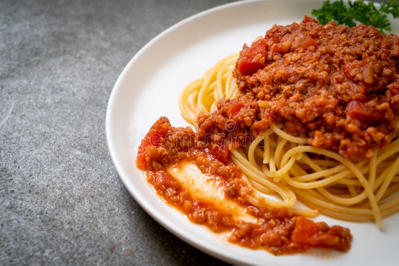 Spaghetti Bolognese Pork or Spaghetti with Minced Pork Tomato Sauce ... Spaghetti Bolognese Pork or Spaghetti with Minced Pork Tomato Sauce ...