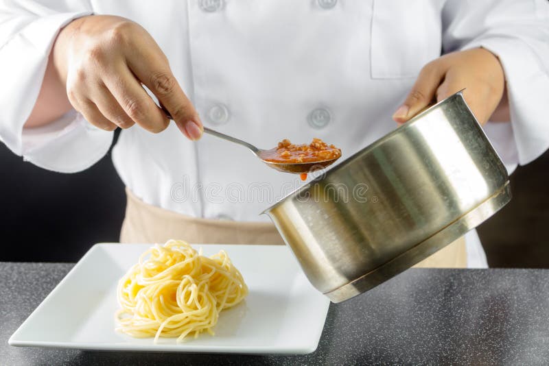 Spaghetti stock image. Image of juicy, italian, chef - 57599387
