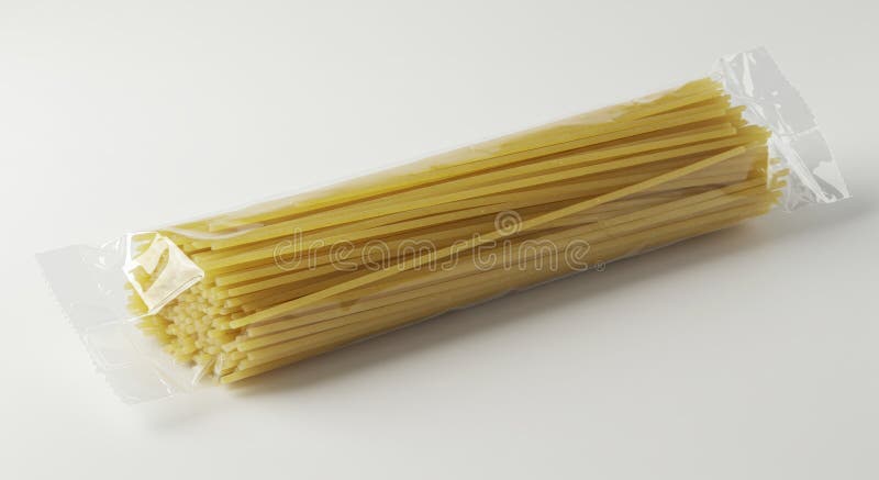 Spaghetti in Clear Plastic Packaging Still Life on White Background ...