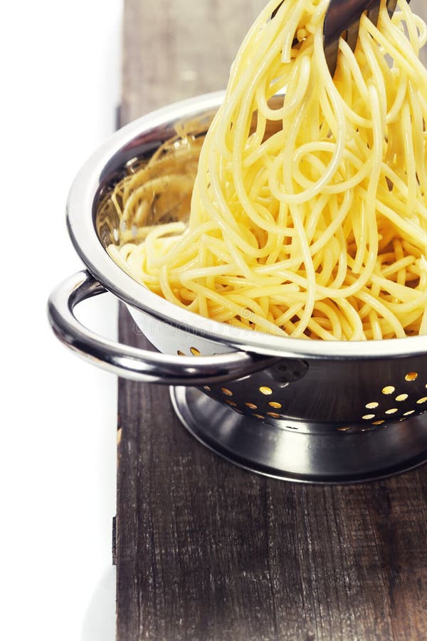 Spaghetti in colander stock image. Image of italian, carbohydrate ...