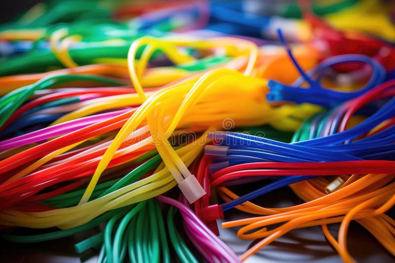Spaghetti of Colorful Network Cables Connected To a Switch Stock Photo ...