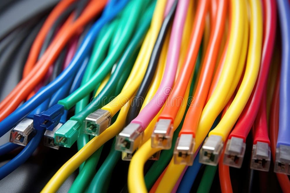 Spaghetti of Colorful Network Cables Connected To a Switch Stock Image ...