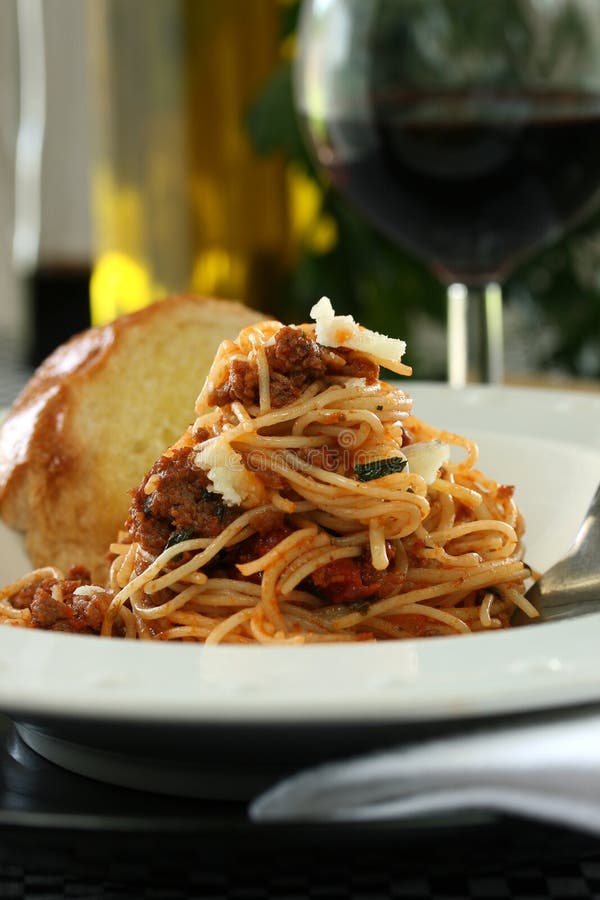 Spaghetti Dinner stock image. Image of good, green, gold - 14594369