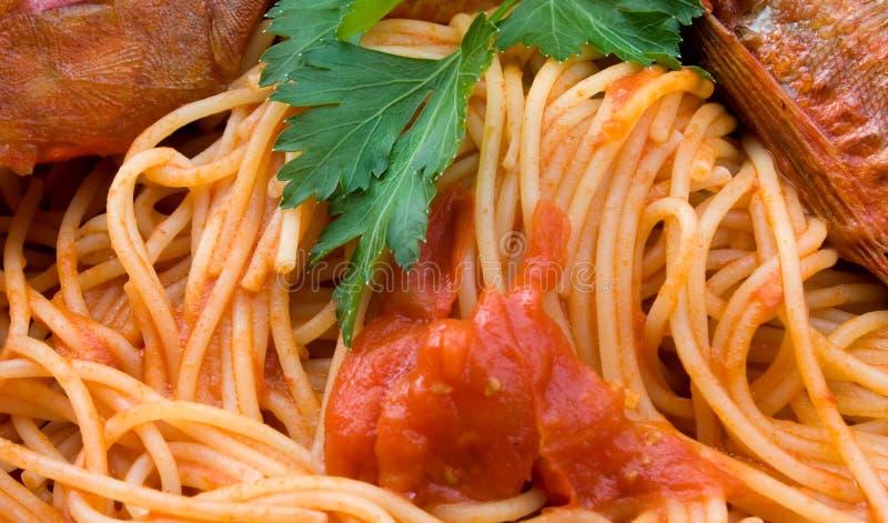 Spaghetti with Fish - Closeup Stock Photo - Image of plate, meal: 16632954