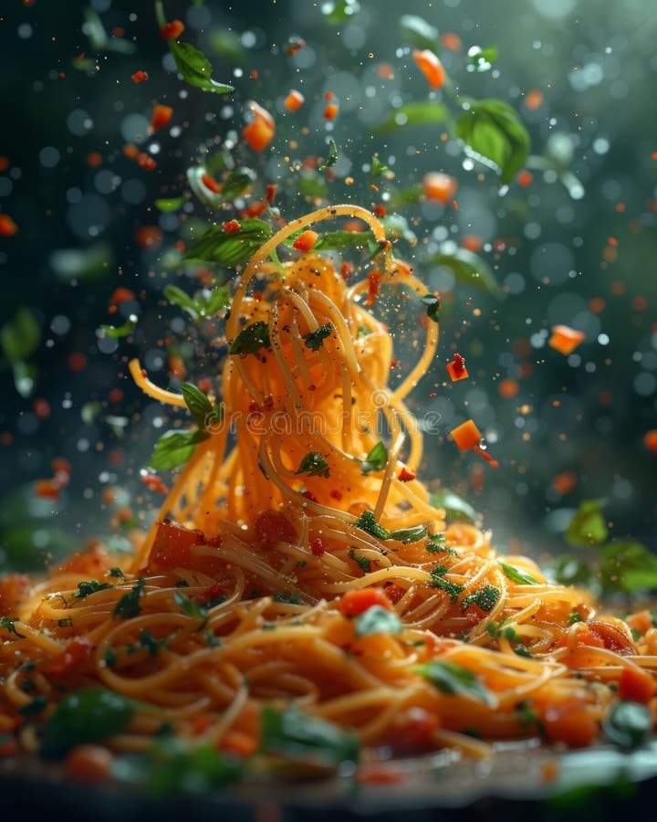 Spaghetti Flying and Making Splash Stock Photo - Image of cooked ...