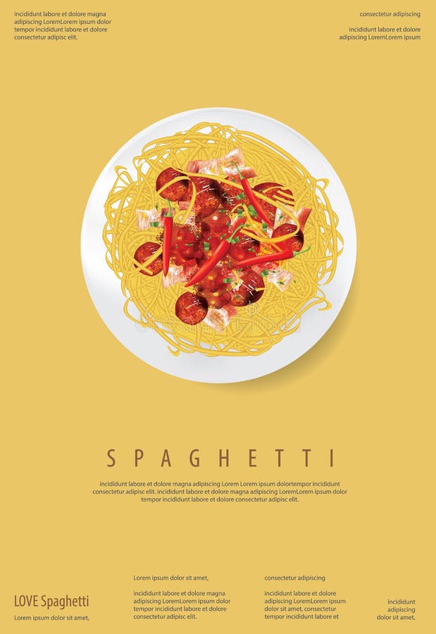 Spaghetti Food Poster Deign Template Stock Vector - Illustration of ...
