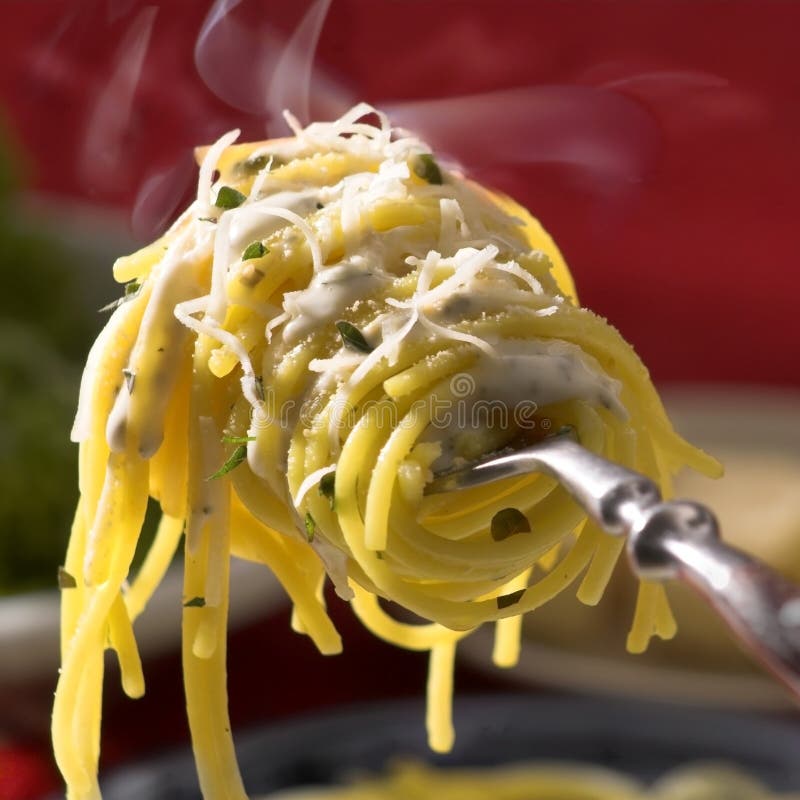 Spaghetti on fork stock photo. Image of basil, minced - 15371200