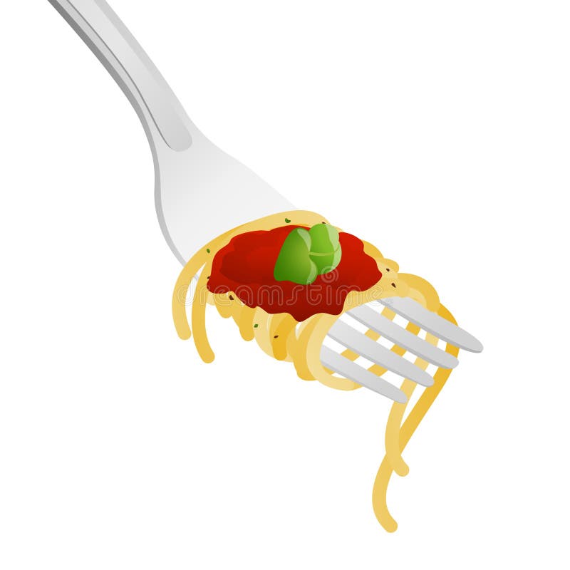 Spaghetti on a fork stock vector. Illustration of dinner - 23555598