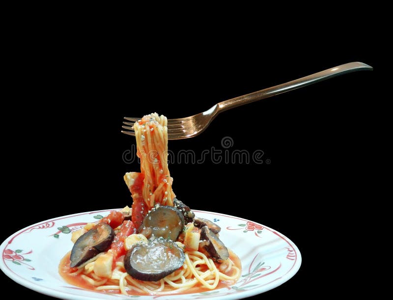 Spaghetti with fork. stock image. Image of cooking, eating - 52594023