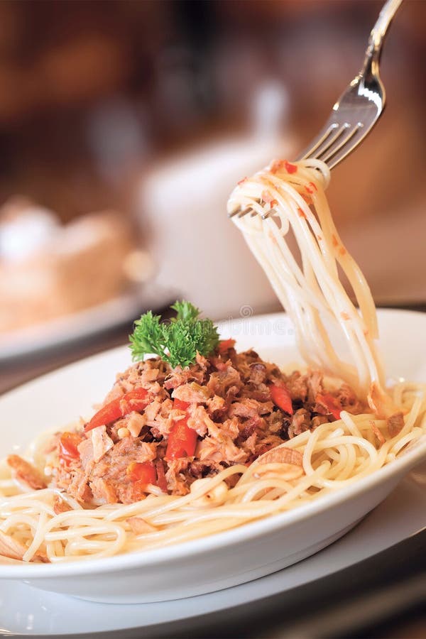 Spaghetti on a fork stock image. Image of cuisine, ingredient - 61805579