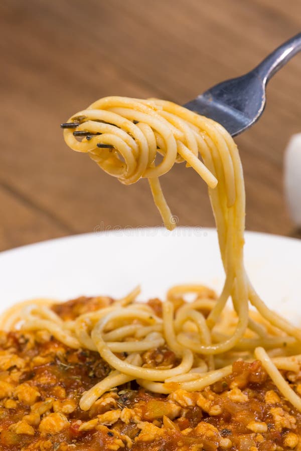 Spaghetti on a fork stock image. Image of nutrition, green - 75009067