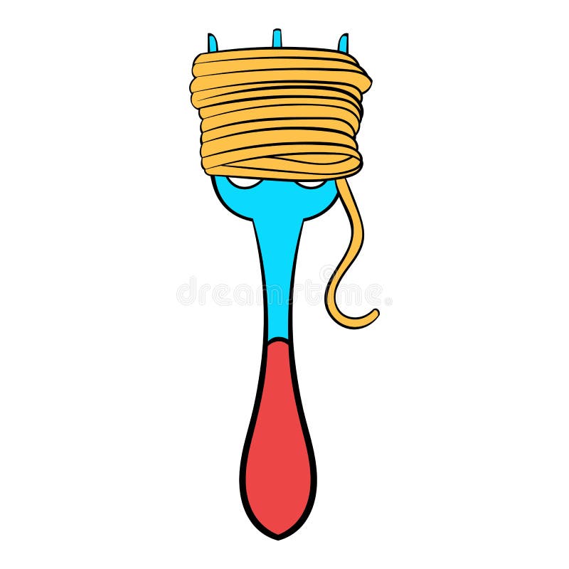 Spaghetti on a Fork Icon Cartoon Stock Vector - Illustration of ...