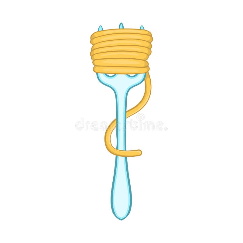 Spaghetti on Fork Icon, Cartoon Style Stock Vector - Illustration of ...