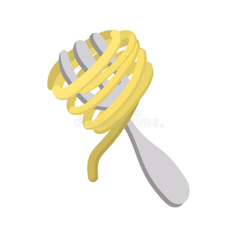 Spaghetti on a Fork Icon, Cartoon Style Stock Illustration ...