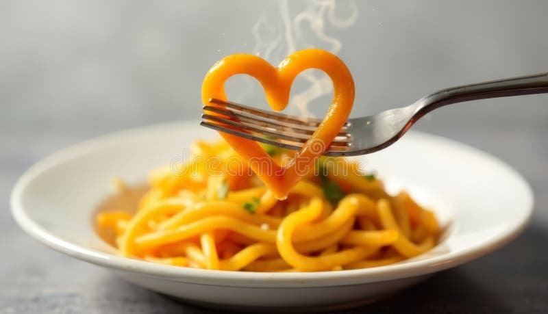 Spaghetti on a Fork in the Shape of a Heart Stock Illustration ...