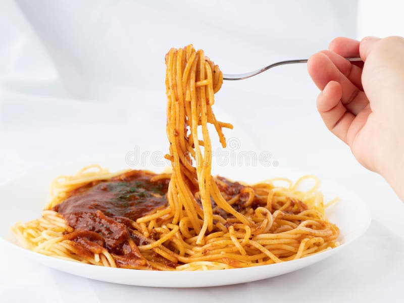 Spaghetti swirl on a fork stock image. Image of delicious - 39362657